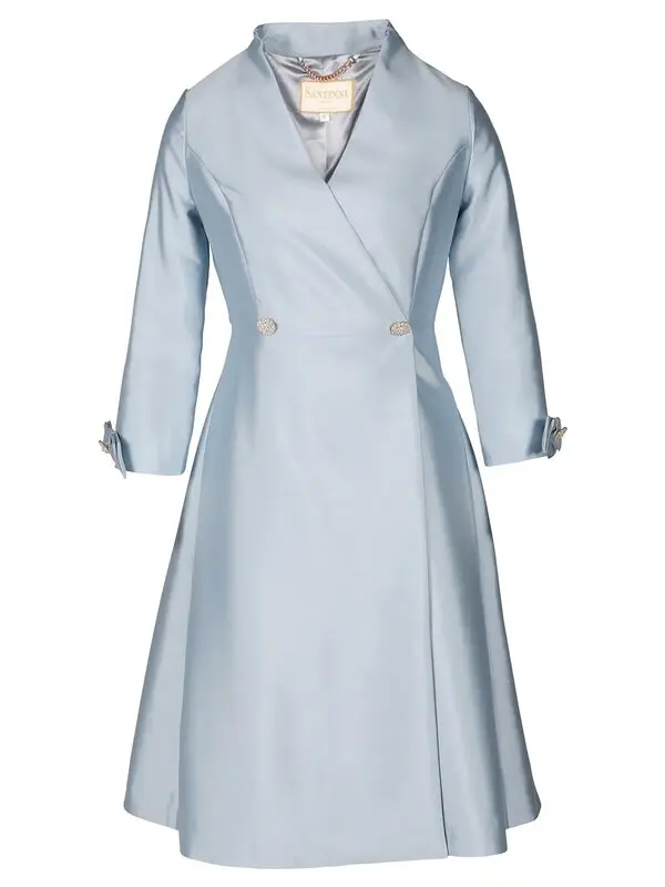 SANTINNI Astor Wool & Silk Dress Coat - Blue