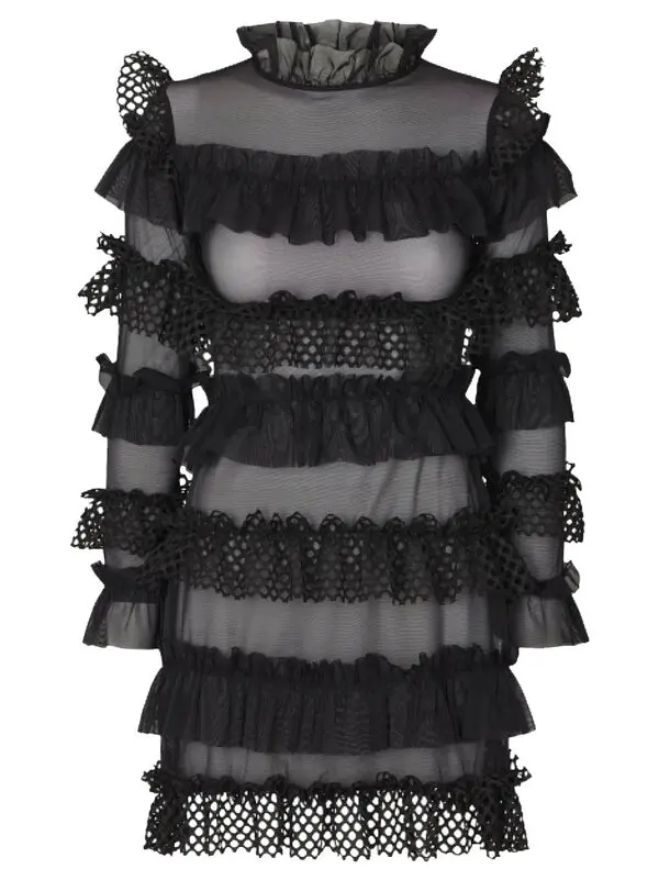 OW Grace Ruffle Mini Dress - Black