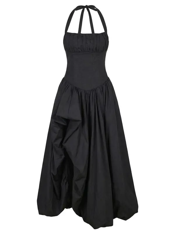 MODENAIRE Halter Corset Maxi Dress - Black