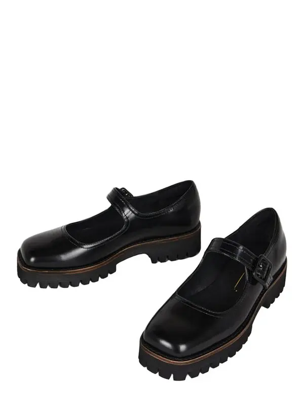 Intentionally Blank Veronica Box Leather Lug Sole Mary Jane - Black