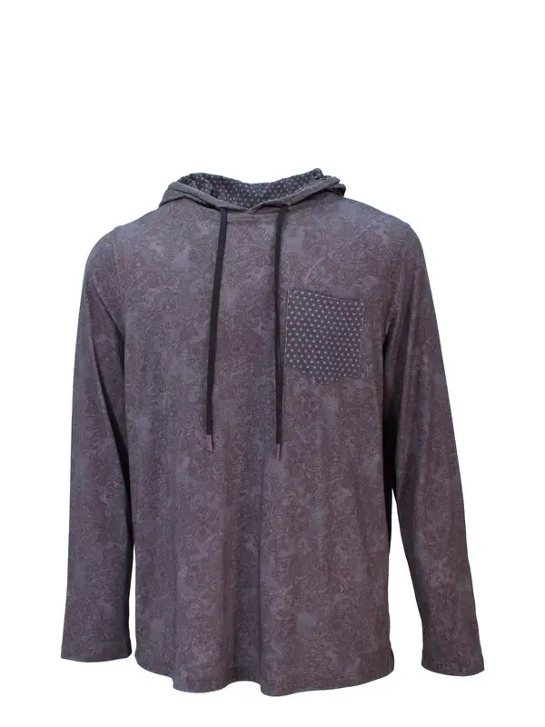 LORDS OF HARLECH Paisley And Polka Dot Print Hoodie - Black/grey