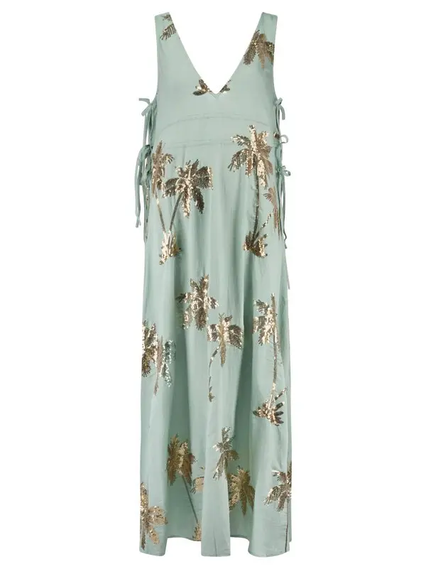 TRAFFIC PEOPLE Palms Of Gold Maxi Dress - Blue/gold