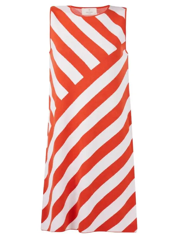 PERALUNA Paula Fine Knit Mini Dress - White/red