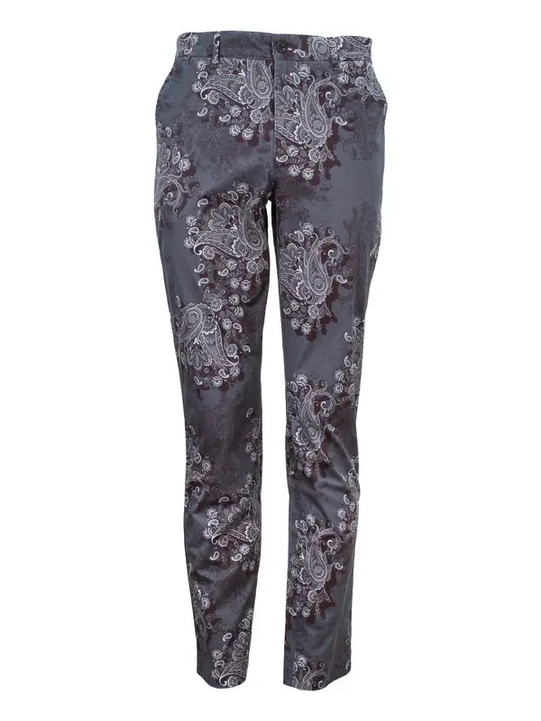 LORDS OF HARLECH Charles Random Paisley Trousers - Black/grey