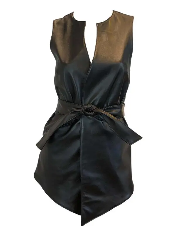 SNIDER Bark Leather Vest - Brown
