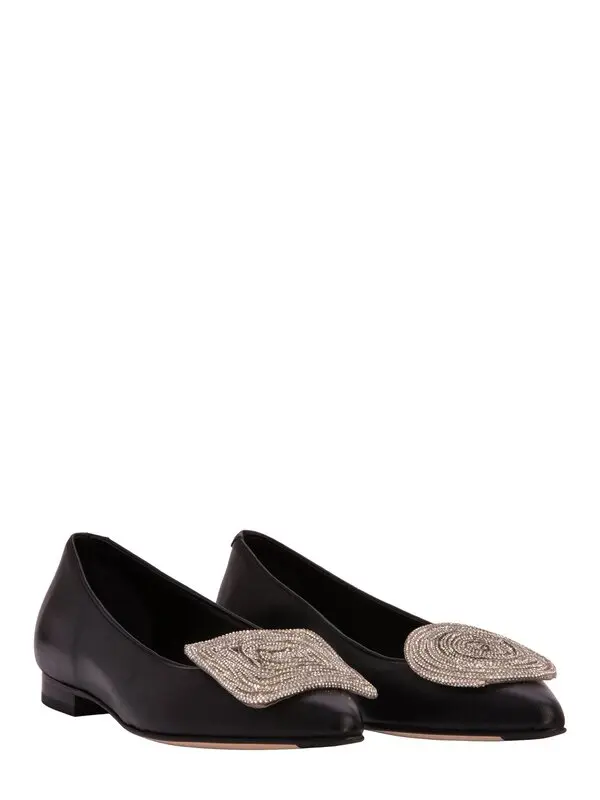 BEAUTIISOLES BY ROBYN SHREIBER Bonnie Leather Ballerina Flats - Black
