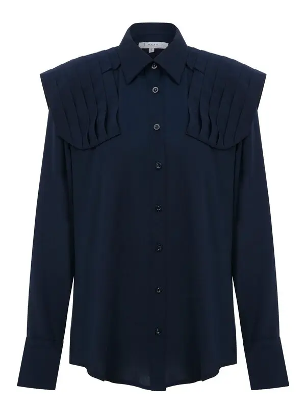 MAAN ISTANBUL Naomi Silk Wave Shirt - Blue