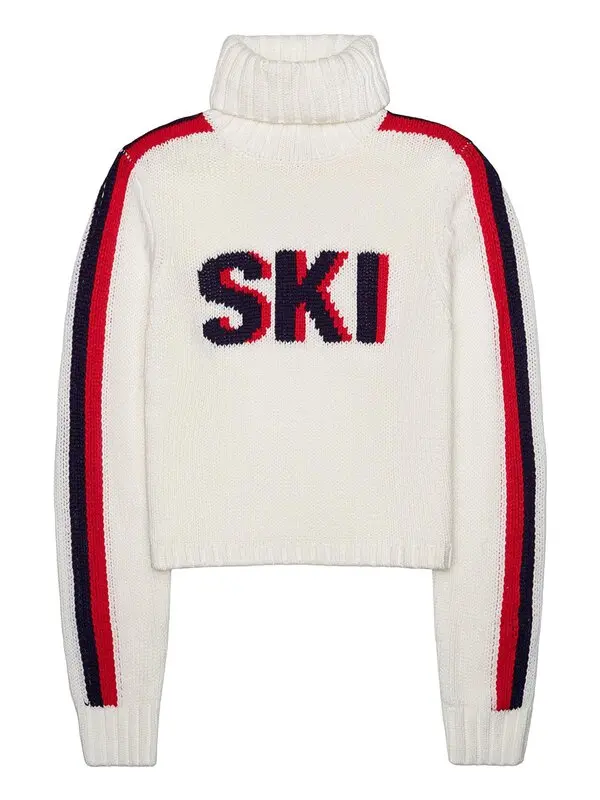 ELLSWORTH + IVEY Jade Cropped Turtleneck Sweater - White