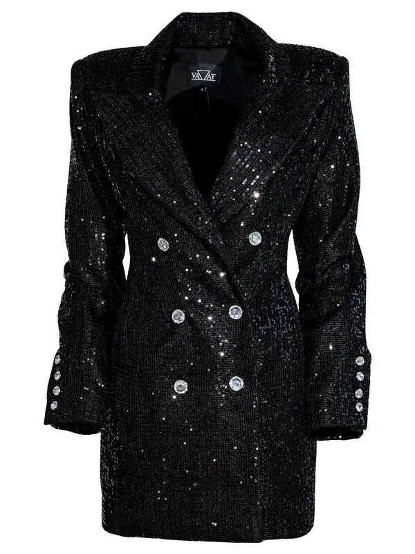 VAZAF Sequin Blazer Mini Dress - Black