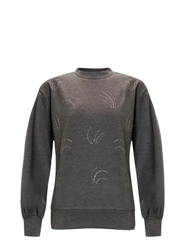 EXQUISE Embellished Patterned Sweatshirt - Grey