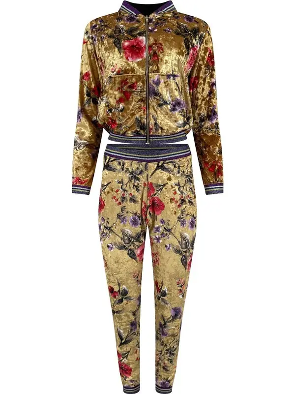 MAUI X LOLITA Goddess Floral Velour Tracksuit - Gold
