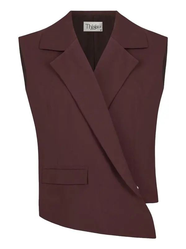 THISISU COLLECTION Vera Oversize Double-breasted Vest - Brown