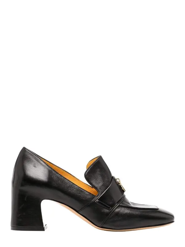 MADISON MAISON Leather Heel Loafer - Black