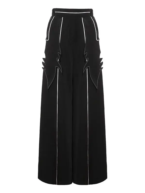 JULIA ALLERT Wide-leg Trousers With Contrast Piping - Black