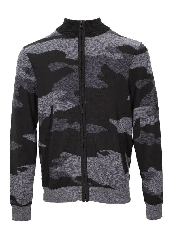 LORDS OF HARLECH Carlo Charcoal Camo Sweater - Black/grey