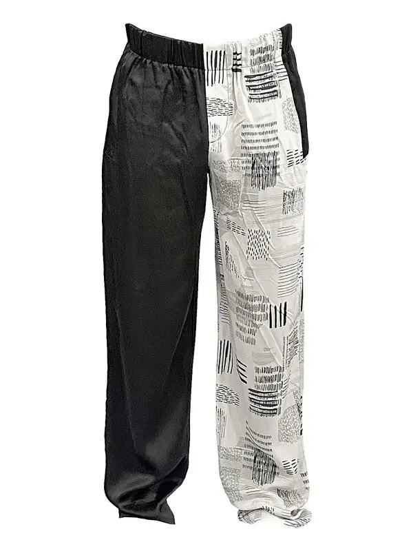 MAISON BOGOMIL Two-tone Graphic Print Wide-leg Pants - Black