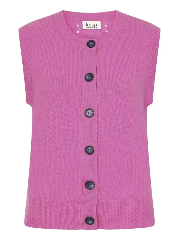LOOP CASHMERE Contrast Button Cashmere Waistcoat - Pink