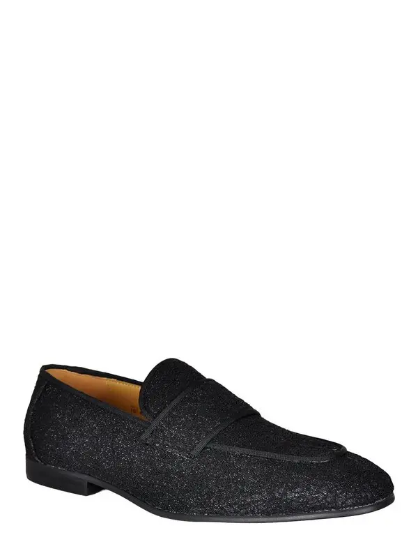 DAVID WEJ Alberto Floral Glitter Loafers - Black