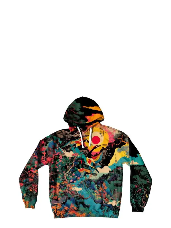 ALOHA FROM DEER Japanese Heron Oversize Hoodie - Green