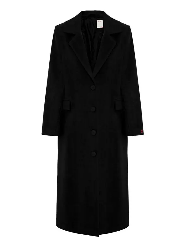PCFG Tailored Wool Coat With Notched Lapels - Black