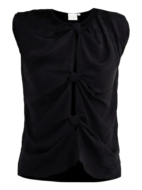 REISTOR Knot-detailed Crepe Top - Black