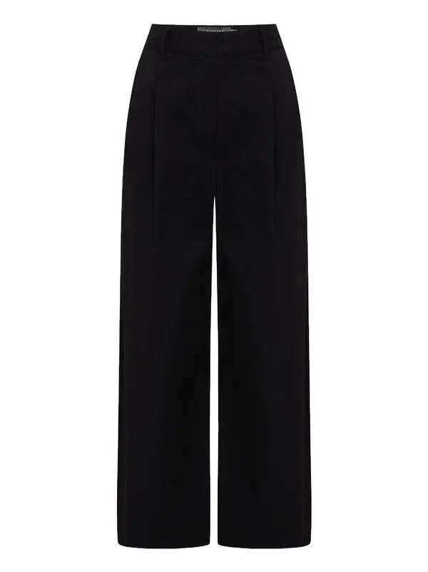 EXQUISE Elsie Cropped Wide-leg Trousers - Black
