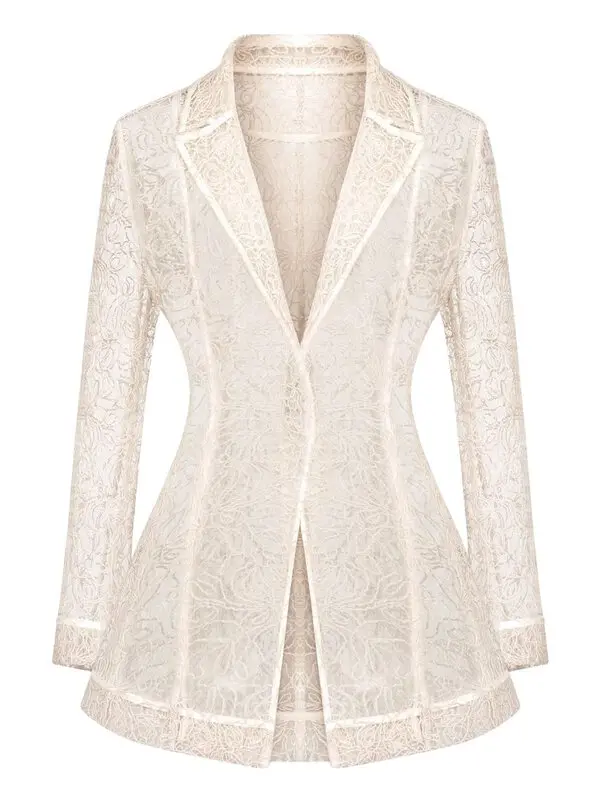 ELSAVA Lace Tailored Blazer - White