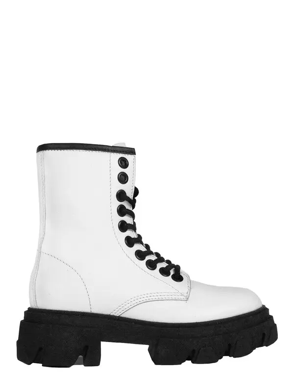 URBNKICKS Leather Combat Boots - White
