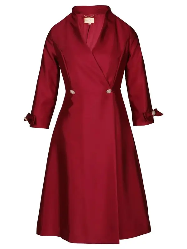 SANTINNI Astor Wool & Silk Dress Coat - Red