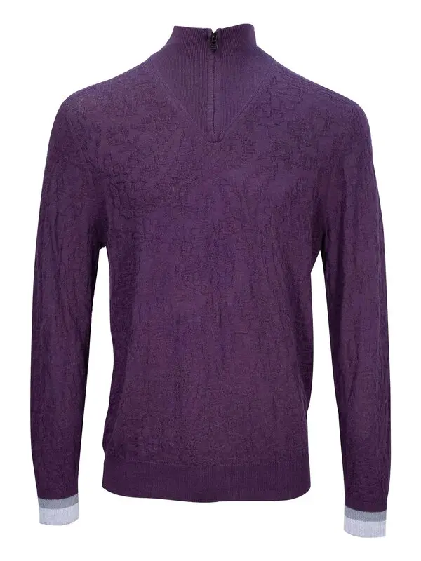 LORDS OF HARLECH Quarter-zip Merino Sweater - Purple