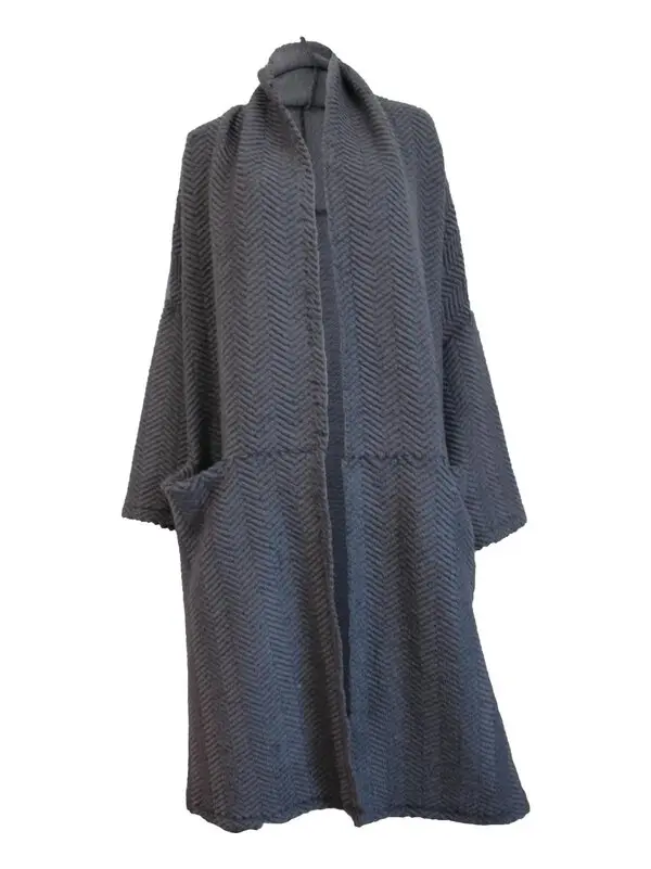 JOELEEN TORVICK Chunky Chevron Maxi Cardigan - Grey