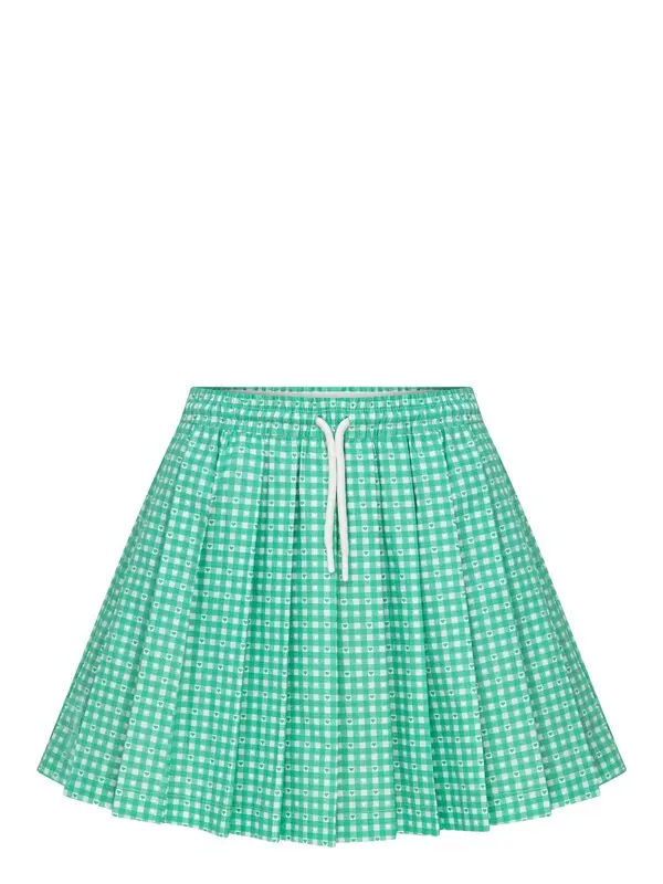 JE TE VEUX Gingham Pleated Skirt - Green