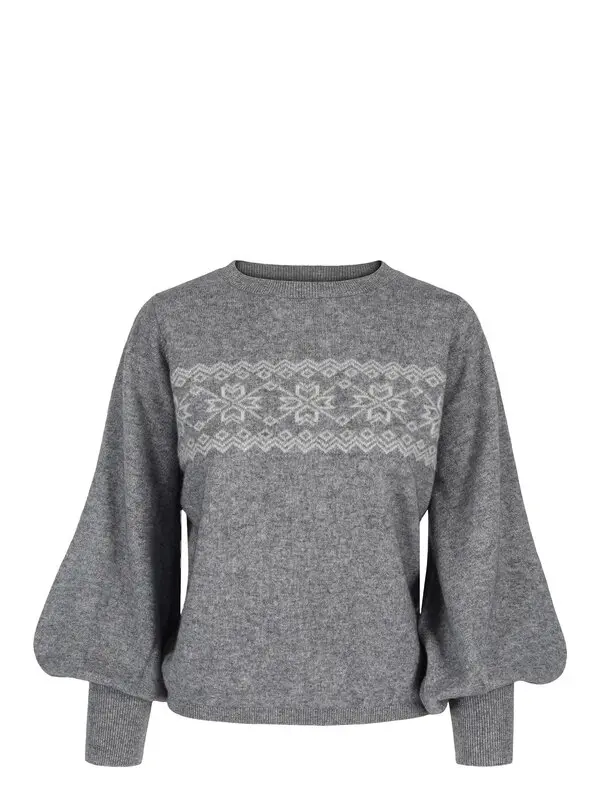 TIRILLM Astrid Pattern Knitted Cashmere Pullover - Grey