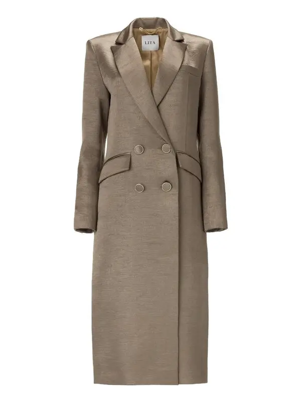 LITA COUTURE Belted Midi Trench Coat - Silver