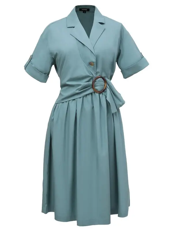 SMART AND JOY Shirt Dress With Asymmetric Belt Panel - Green