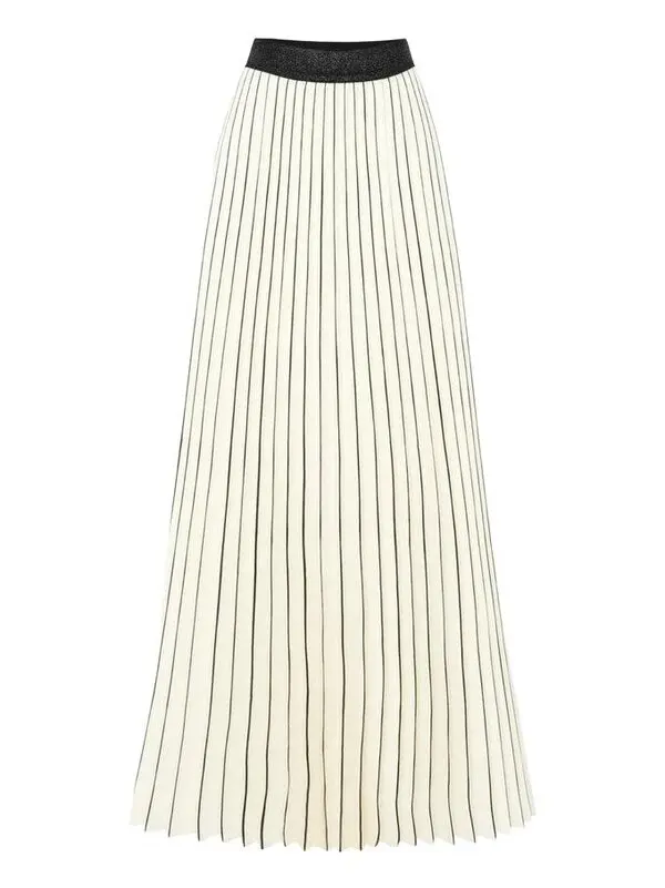 EXQUISE Regular Fit Pleated Midi Skirt - Beige