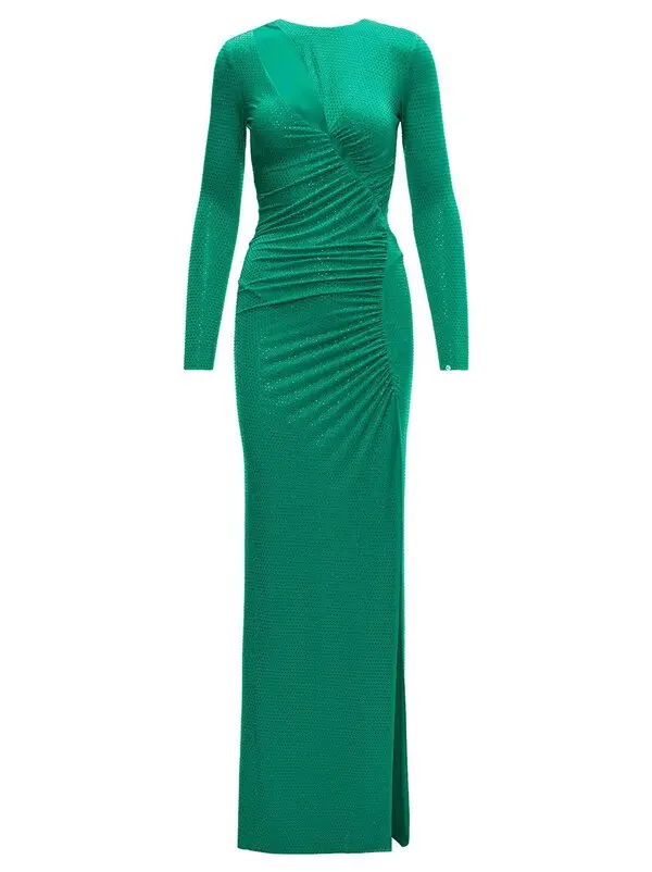 NISSA Crystal-embellished Maxi Dress - Green