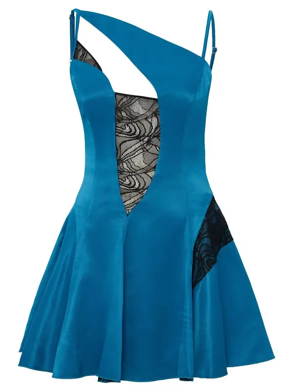 PCFG Mini Dress With Lace Detail - Blue