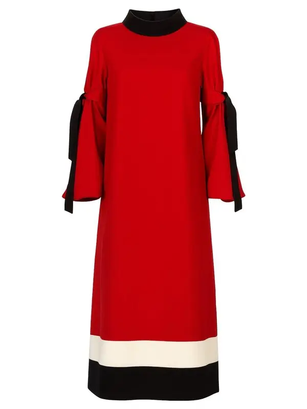 JULIA ALLERT Straight Slit-sleeve Midi Dress - Black/red
