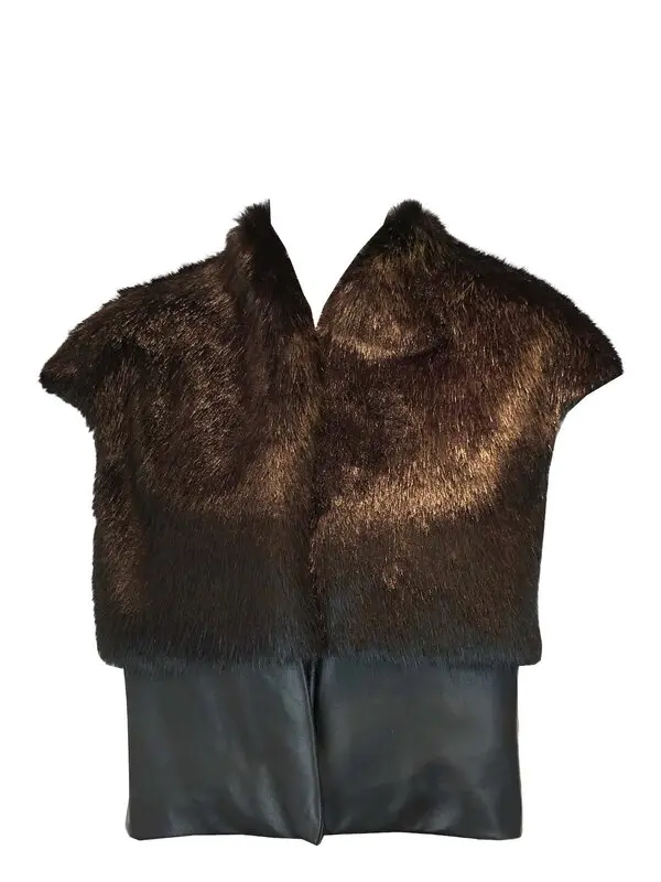 SNIDER Bison Faux Fur Vest - Black
