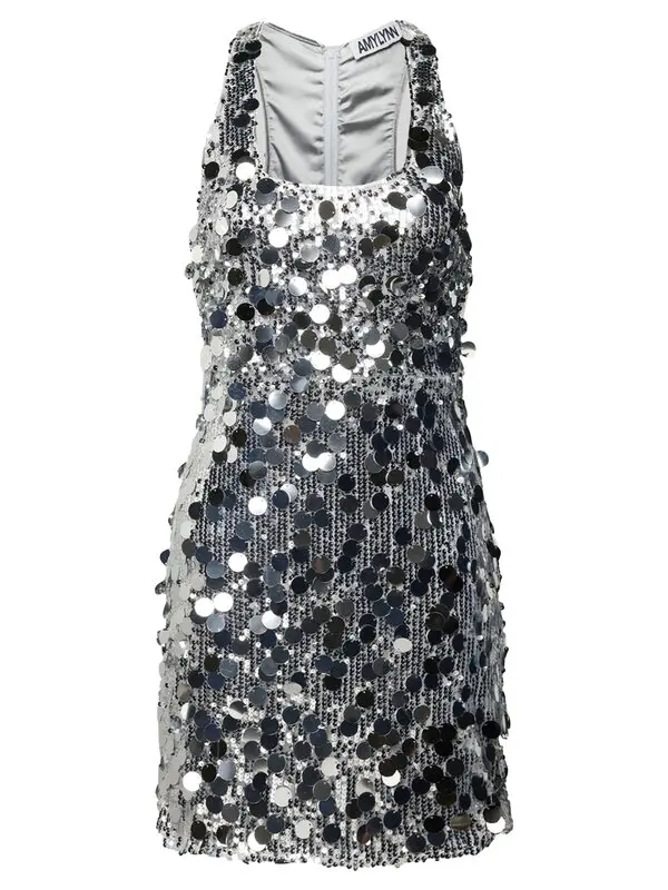 AMY LYNN Oceane Disc Sequin Dress - Silver