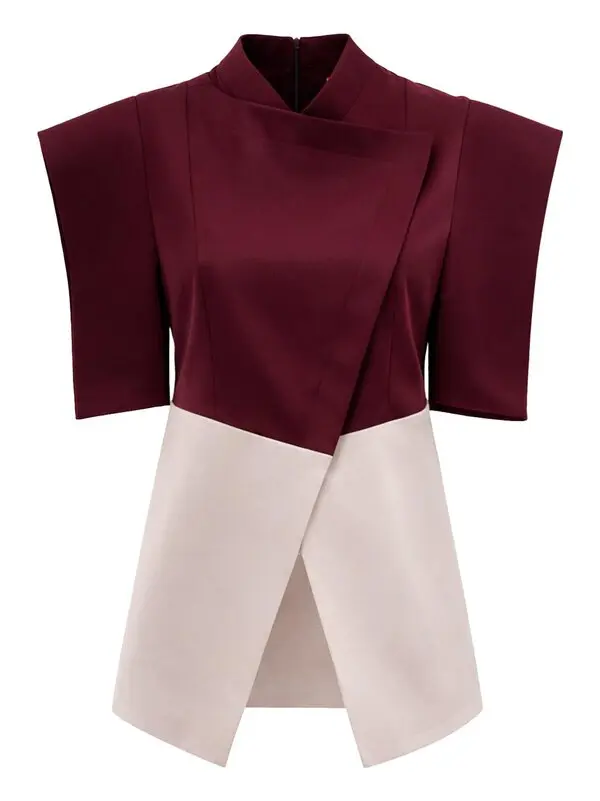 JULIA ALLERT Asymmetric Colour Block Top - Red