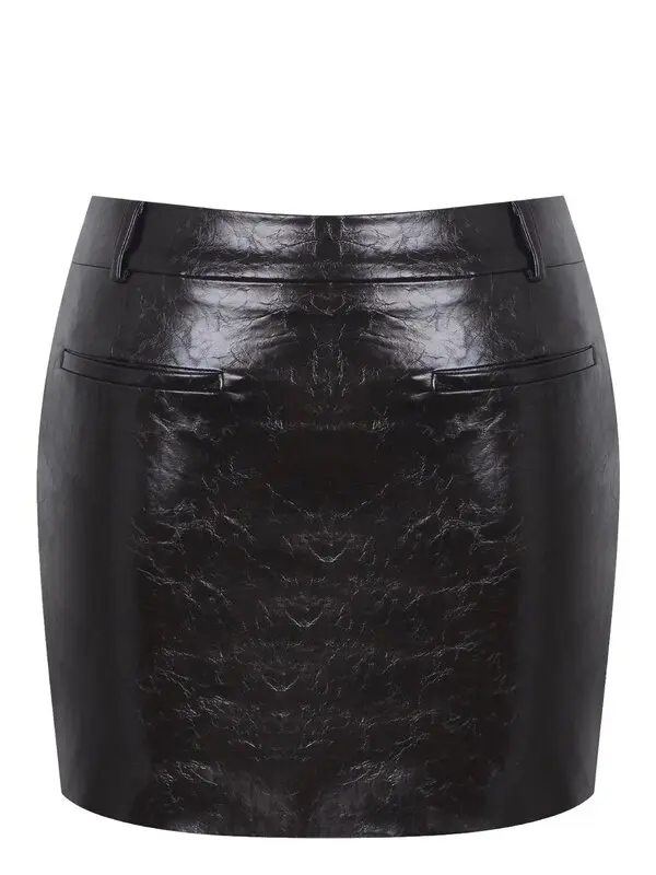 MISS CIRCLE NEW YORK Vivian Faux Leather Mini Skirt - Brown