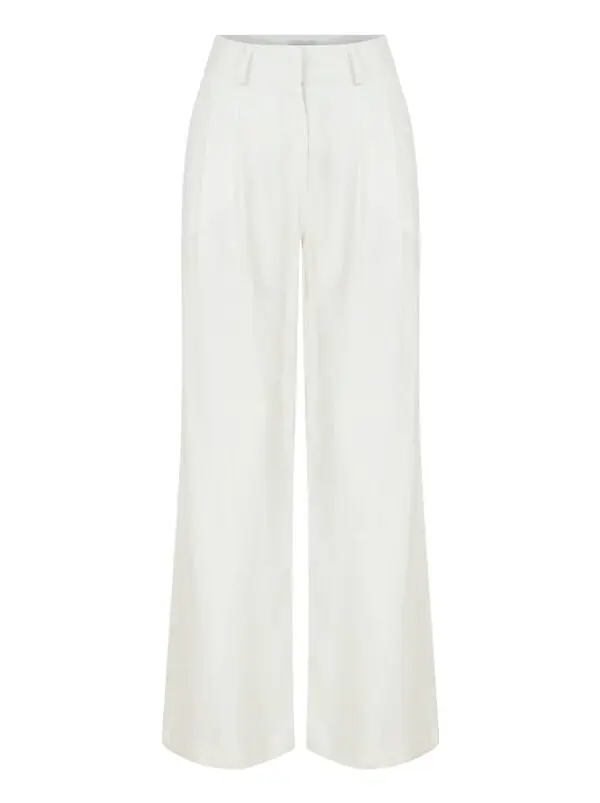 NAZLI CEREN Tina Linen Trousers - White