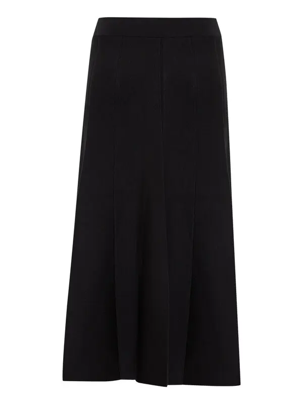 EXQUISE High Waist Knit Midi Skirt - Black