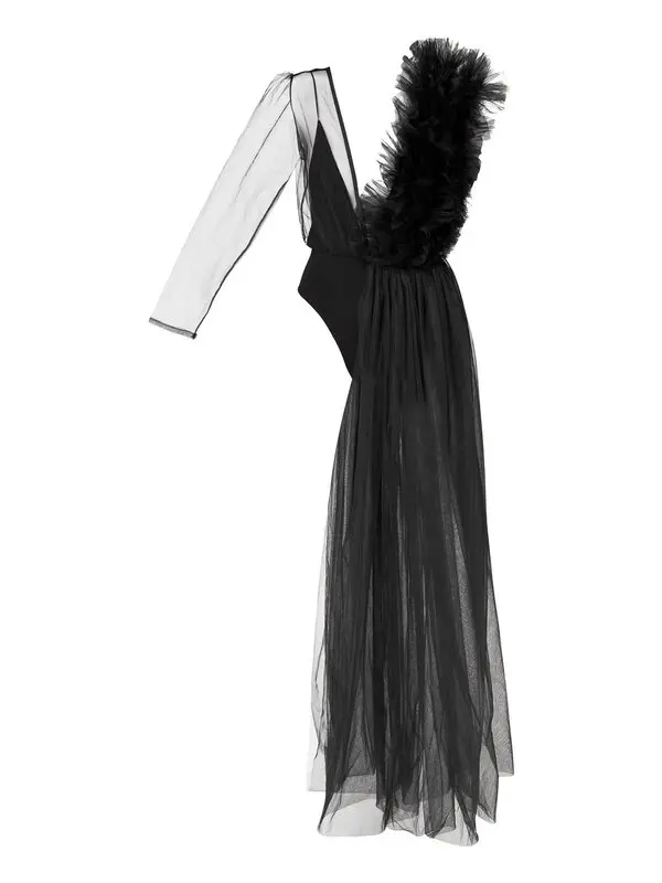 LIA ARAM Transparency Deconstructed Bodysuit - Black