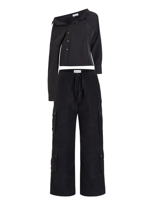 SÂB STUDIO Asymmetric Button Up Shirt - Black