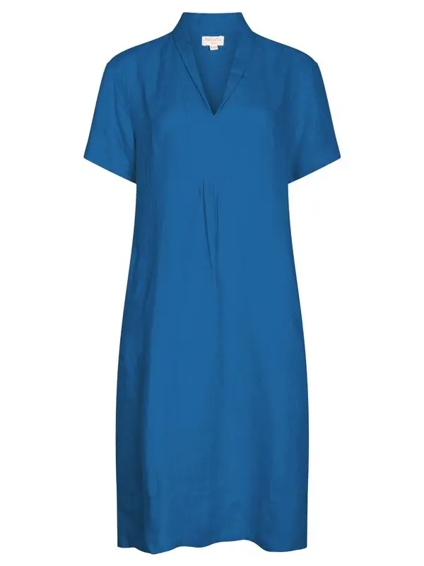 NOLOGO-CHIC Elodie Short Sleeve Midi Linen Dress - Blue