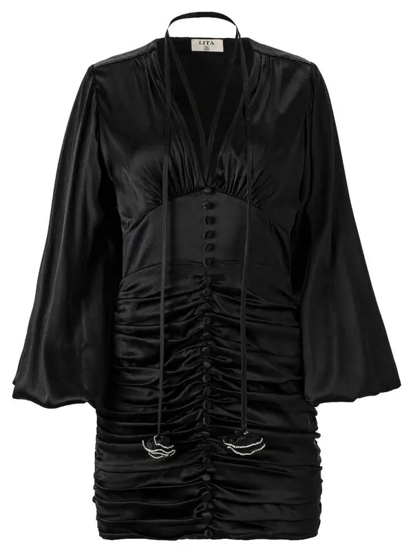 LITA COUTURE Ruched Mini Dress - Black