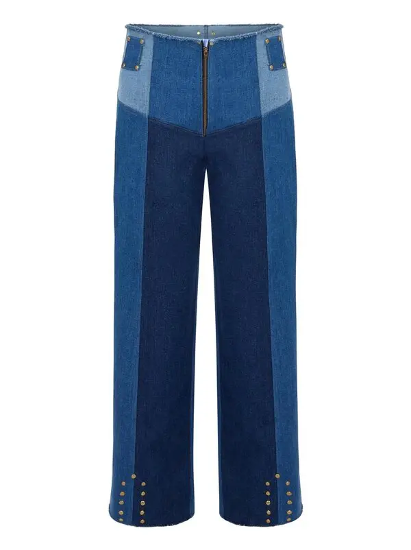 MAYAMU Arden Studded Denim Trousers - Blue